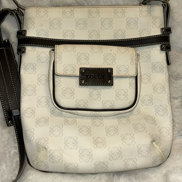 Loewe | Bags | Loewe Cream Coated Canvas Monogrammed And Brown Leather ...